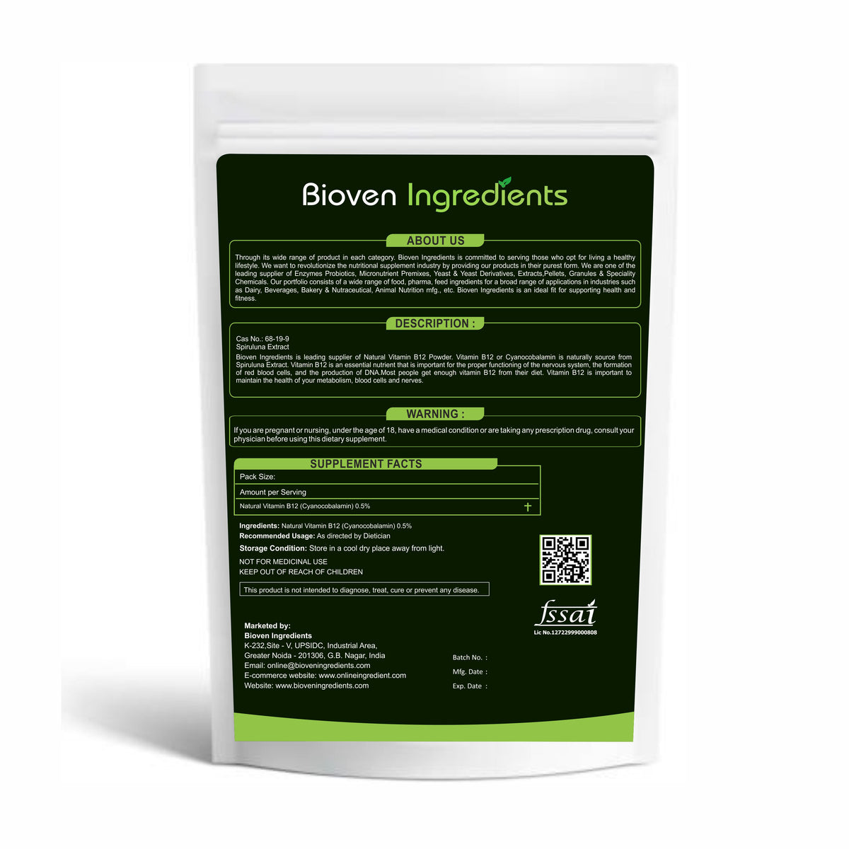 Buy Natural Vitamin B12(Cyanocobalamin) Powder | Online Ingredients