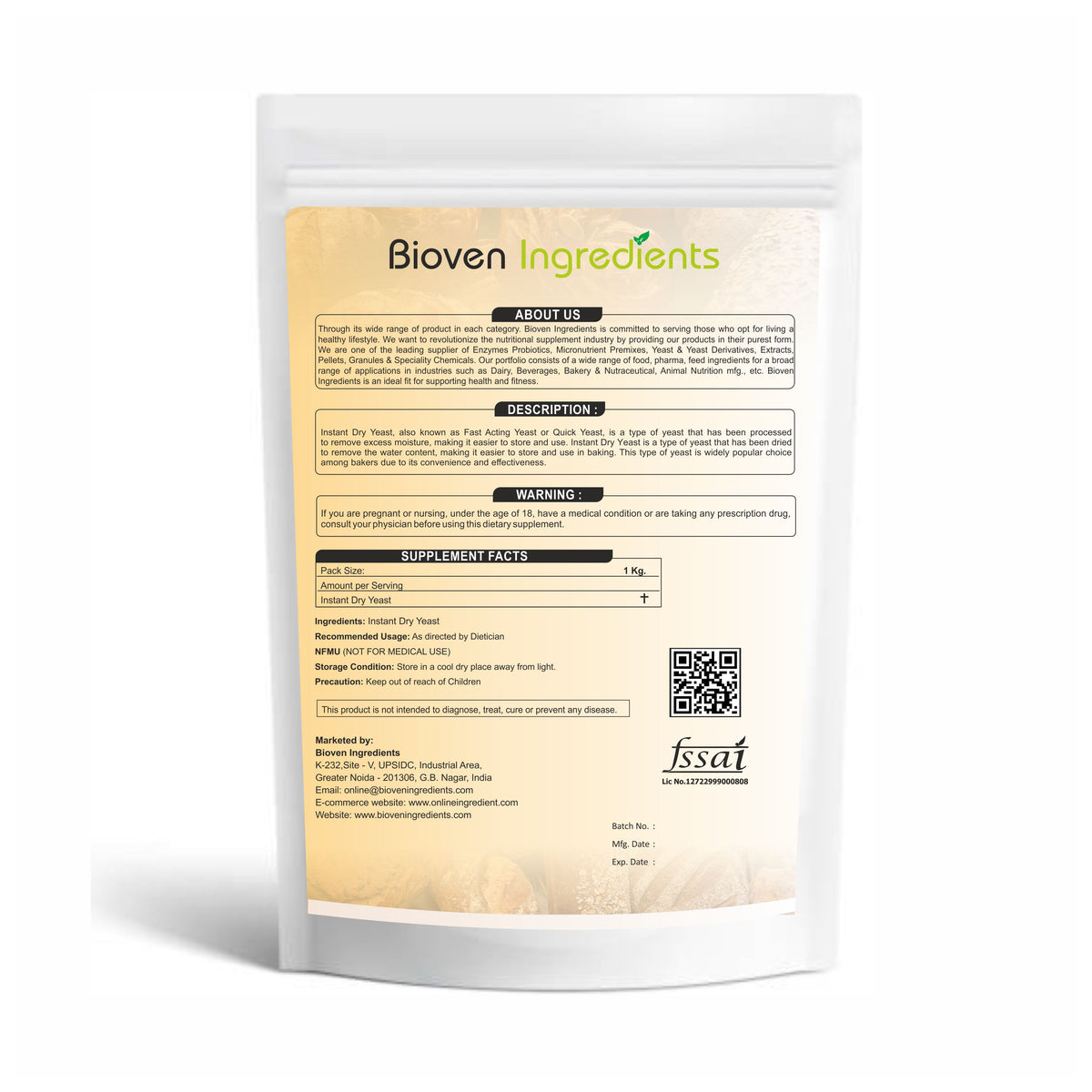 Buy Bioven Ingredient Instant Dry Yeast | Online Ingredients