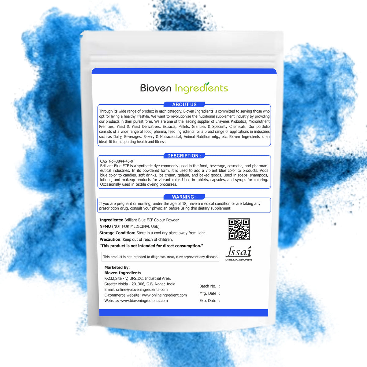 Buy Bioven Ingredients Brilliant Blue FCF Colour Powder-125GM Online ...
