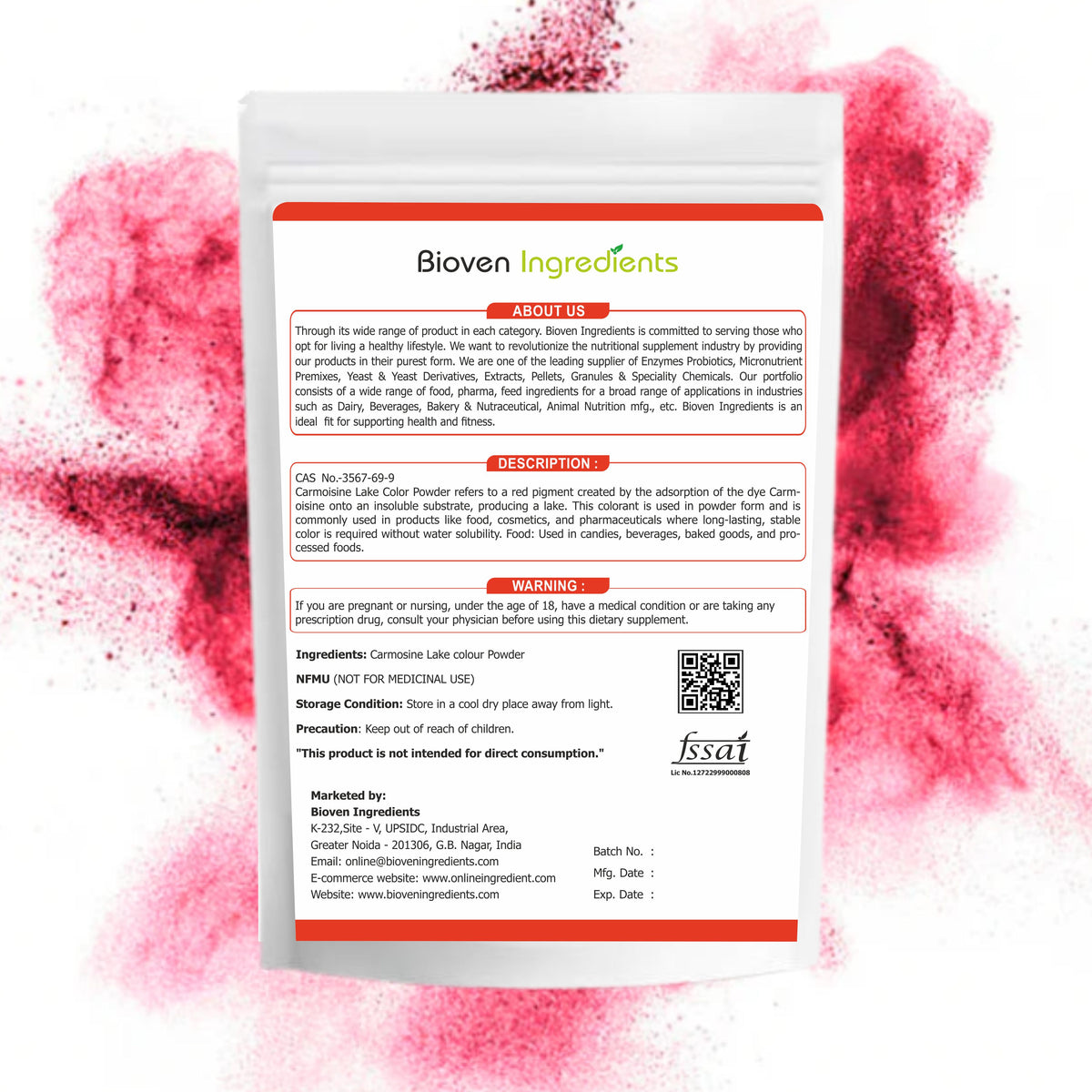 Bioven Ingredients Carmoisine Lake Colour Powder-125GM | Online Ingredients