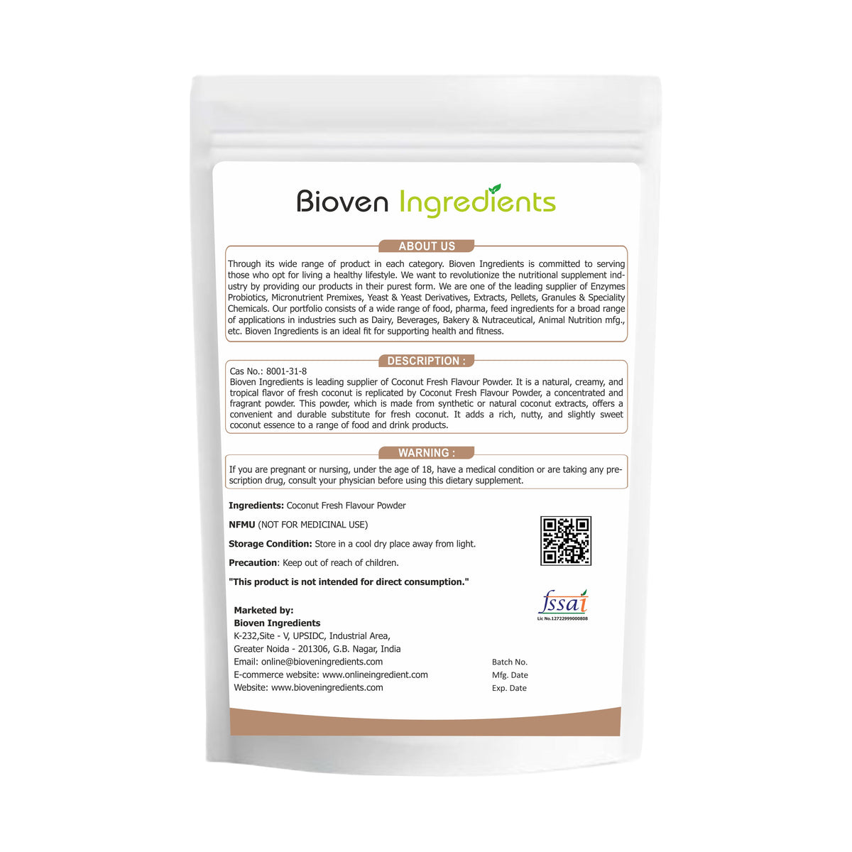 Buy Bioven Ingredients Coconut Fresh Flavour Powder-125GM Online ...