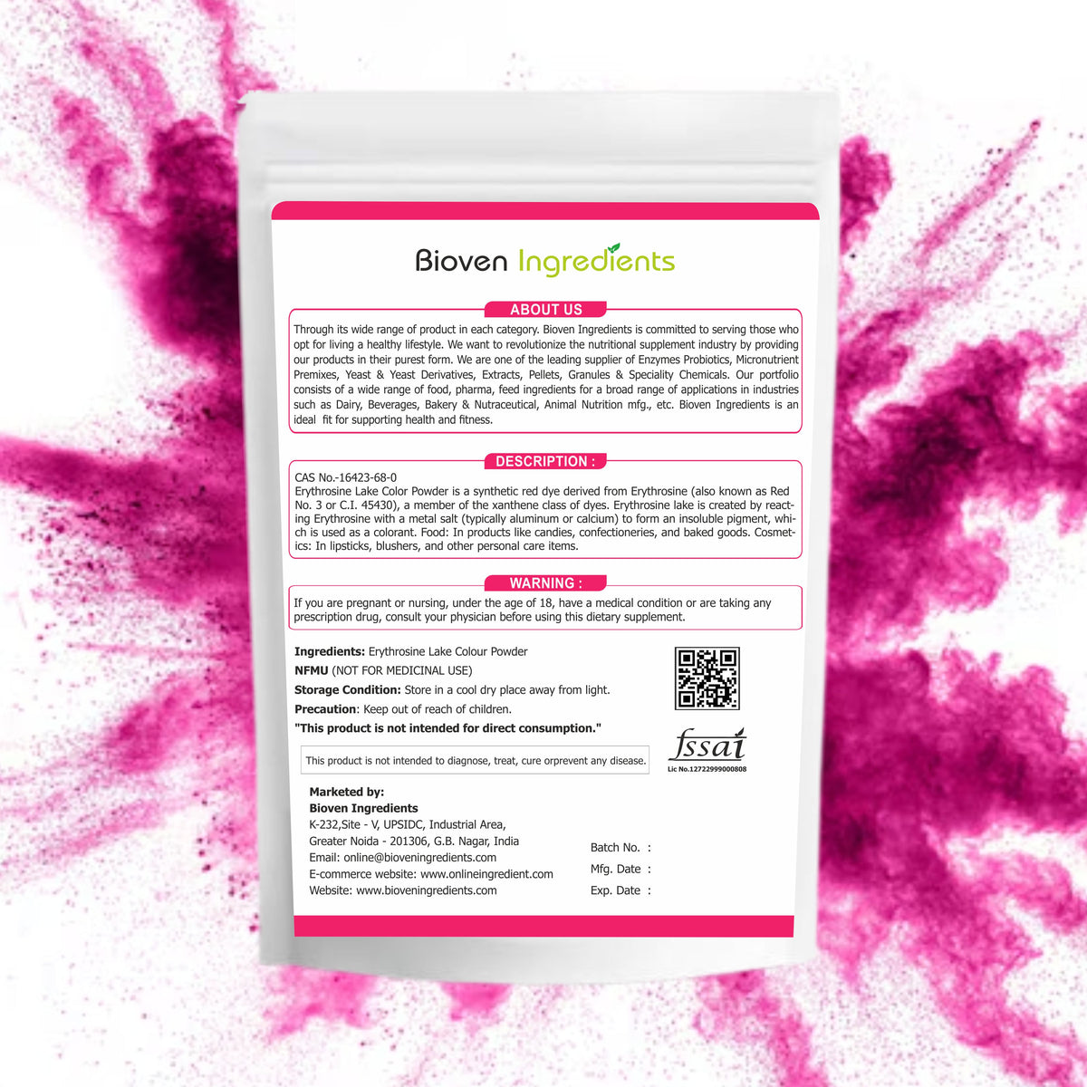 Buy Bioven Ingredients Erythrosine Lake Colour Powder-125GM Online ...