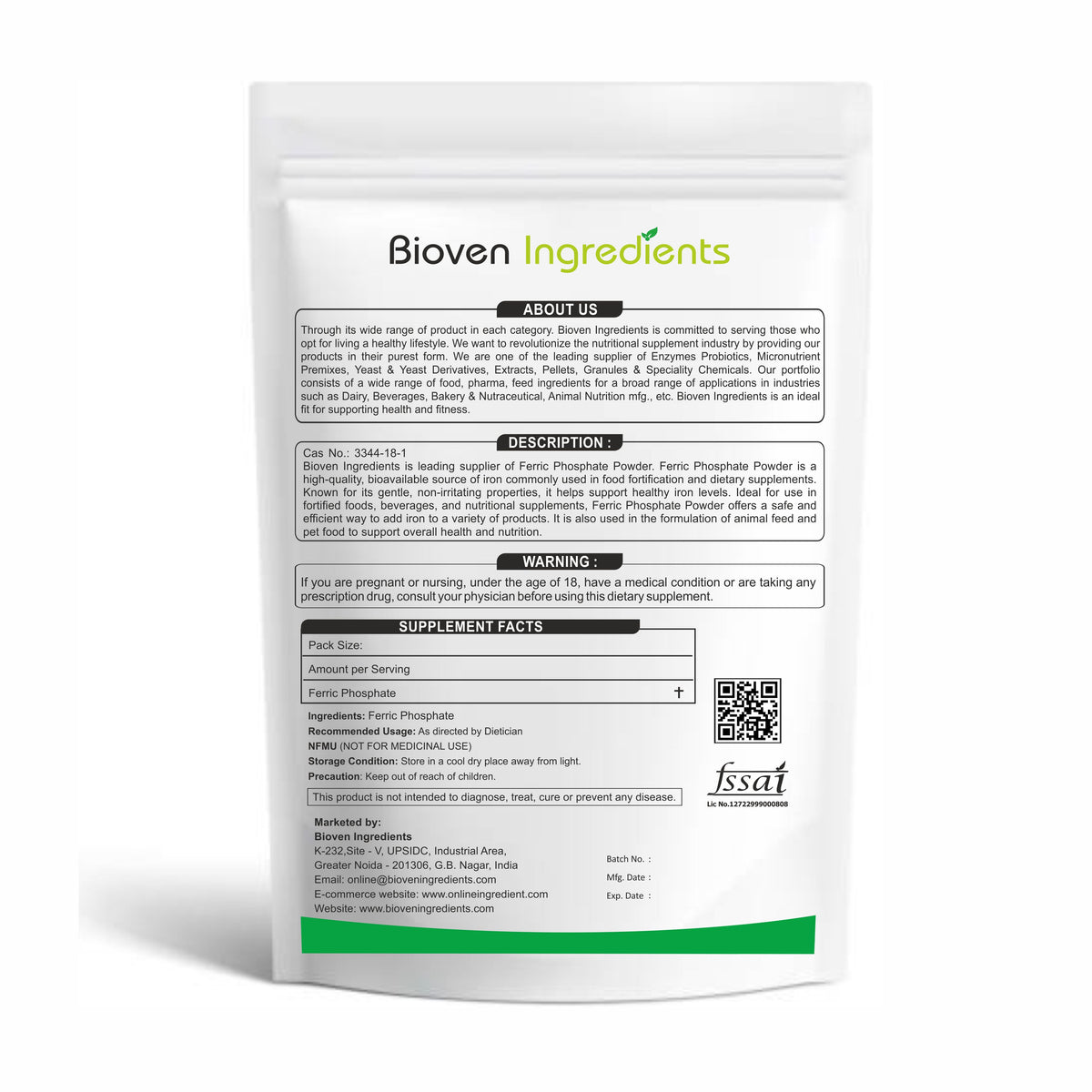 Bioven Ingredients Ferric Phosphate Powder- 125gm | Online Ingredients