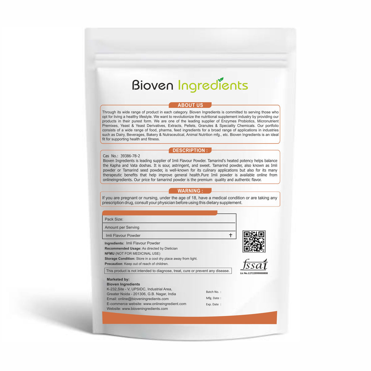Bioven Ingredients Imli Flavour Powder | Online Ingredients