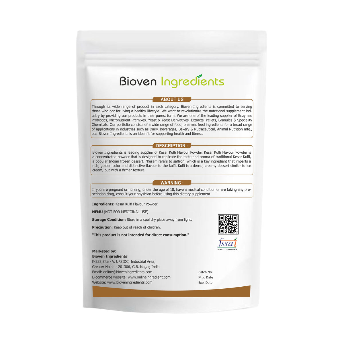 Buy Bioven Ingredients Kesar Kulfi Flavour Powder Online | Online ...