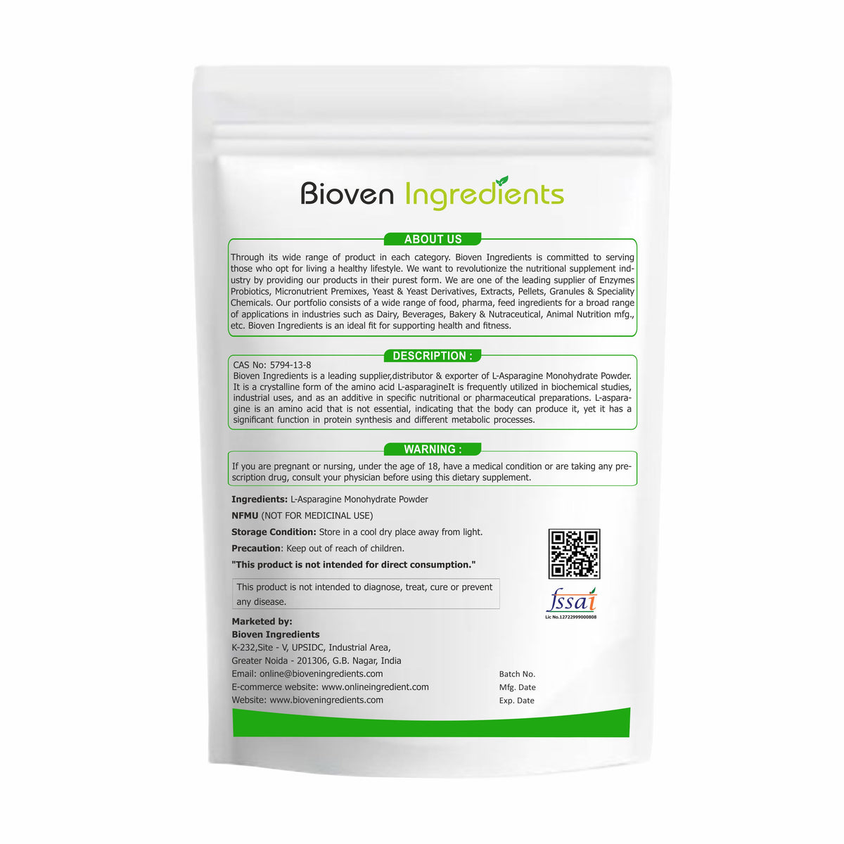 Buy L-Asparagine Monohydrate Powder-125GM | Online Ingredients