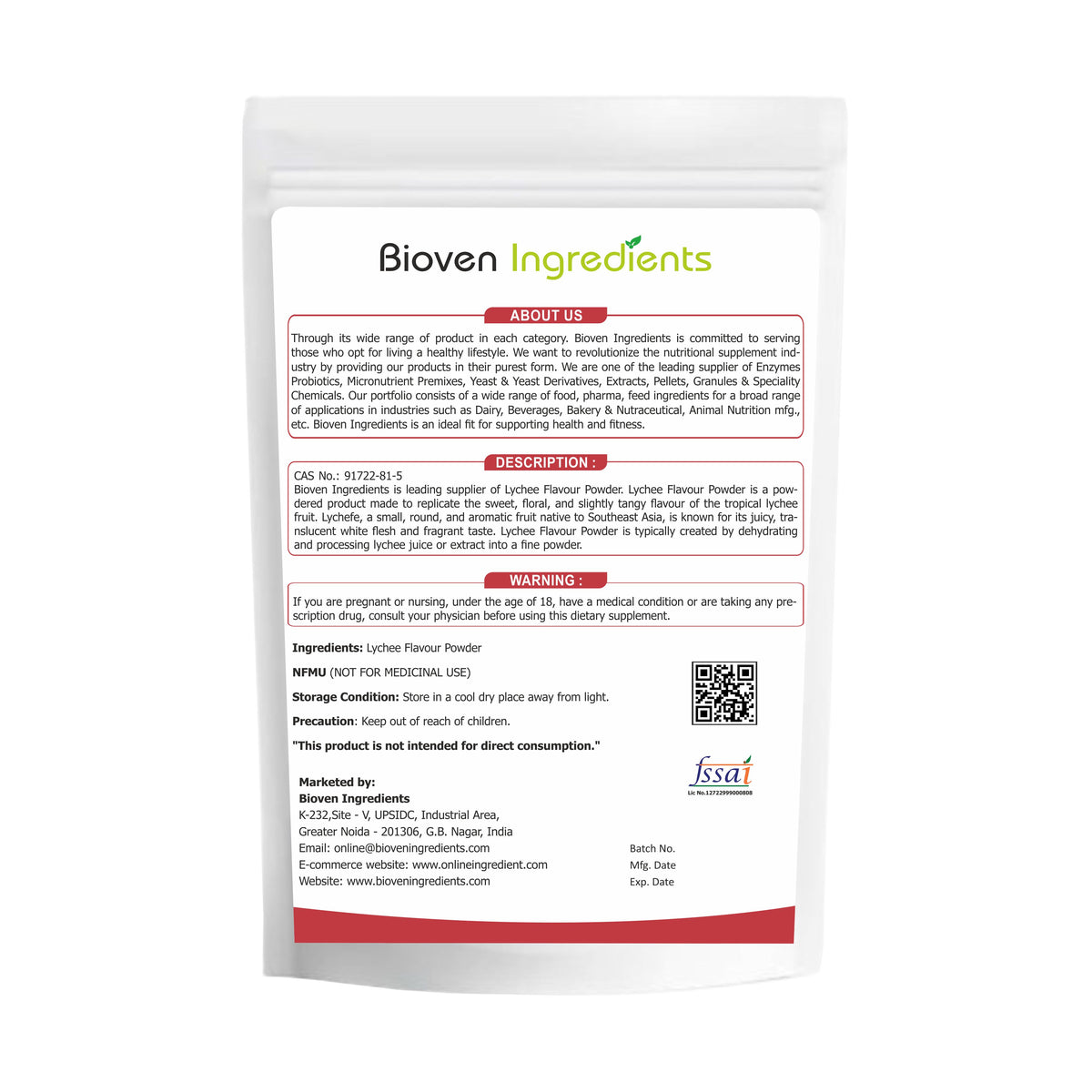 Online Bioven Ingredients Lychee Flavour Powder Online | Online Ingredients