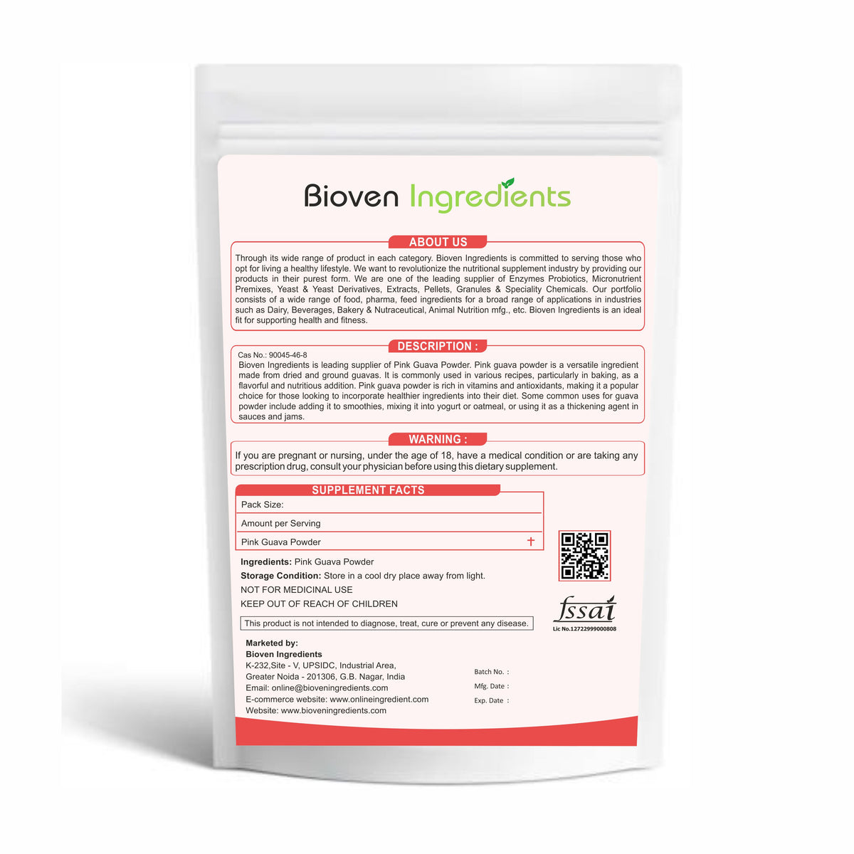 Buy Pure Pink Guava Powder- Bioven Ingredients | Online Ingredients