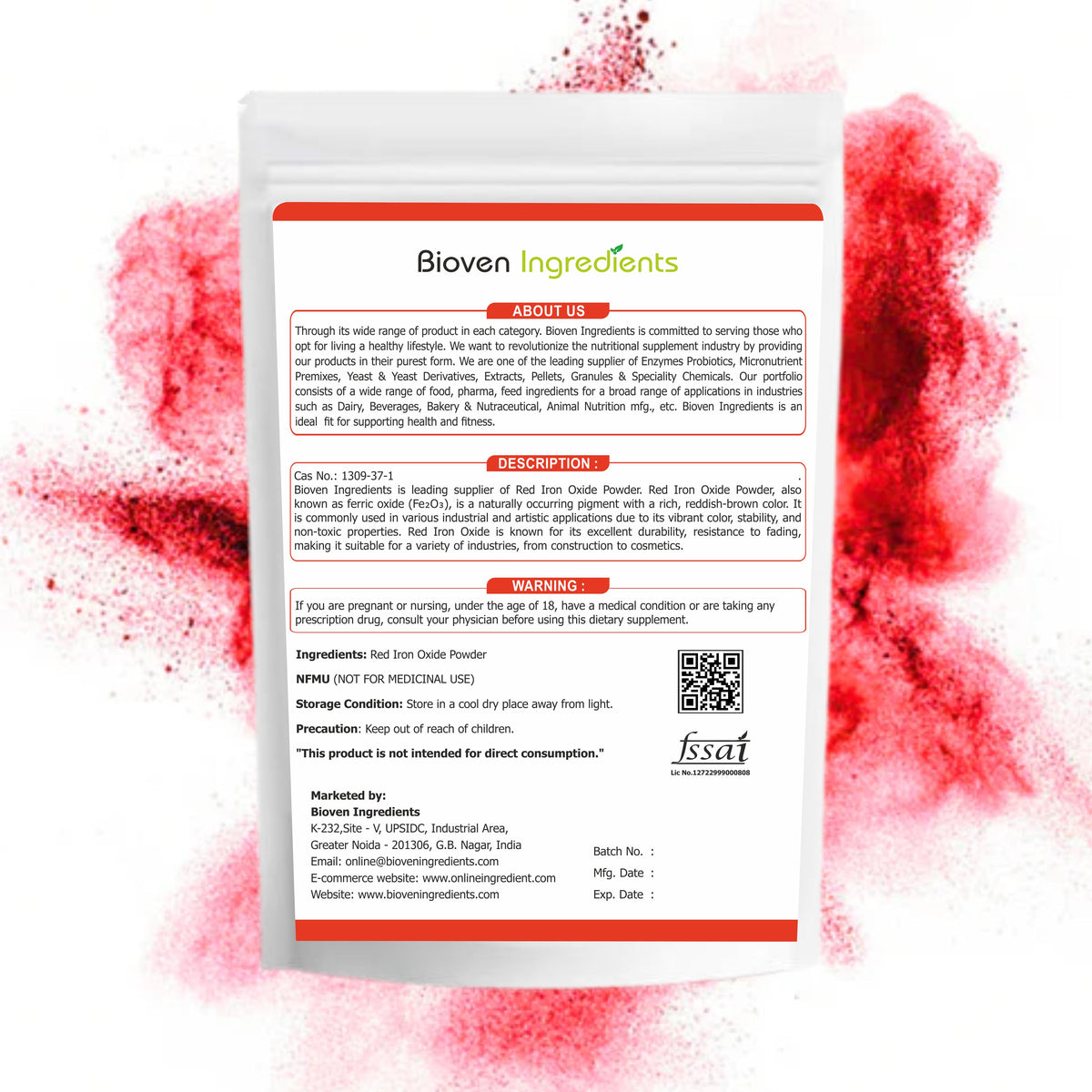 Buy Bioven Ingredients Red Iron Oxide Powder Online | Online Ingredients