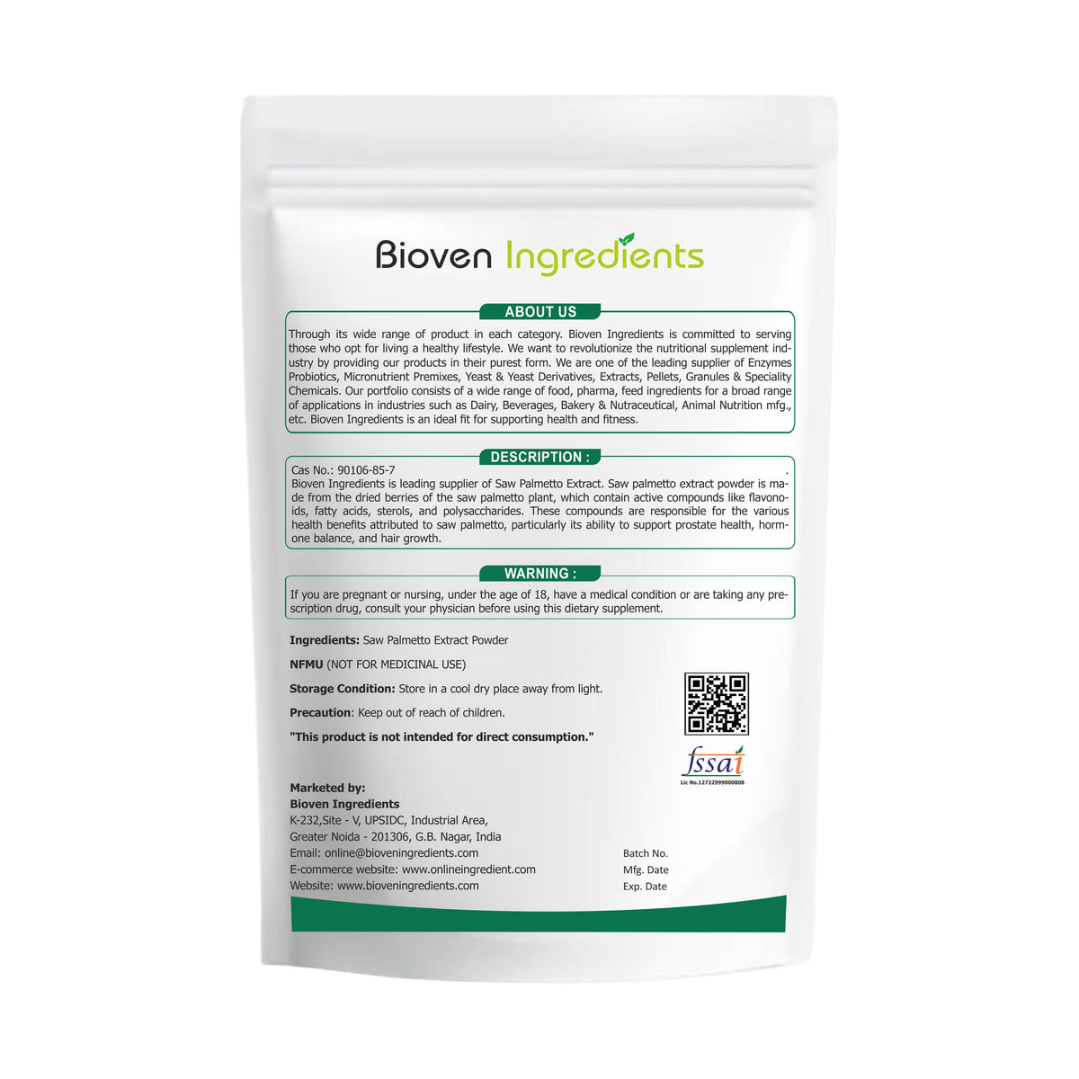 Buy Bioven Ingredients Saw Palmetto Extract Online | Online Ingredients